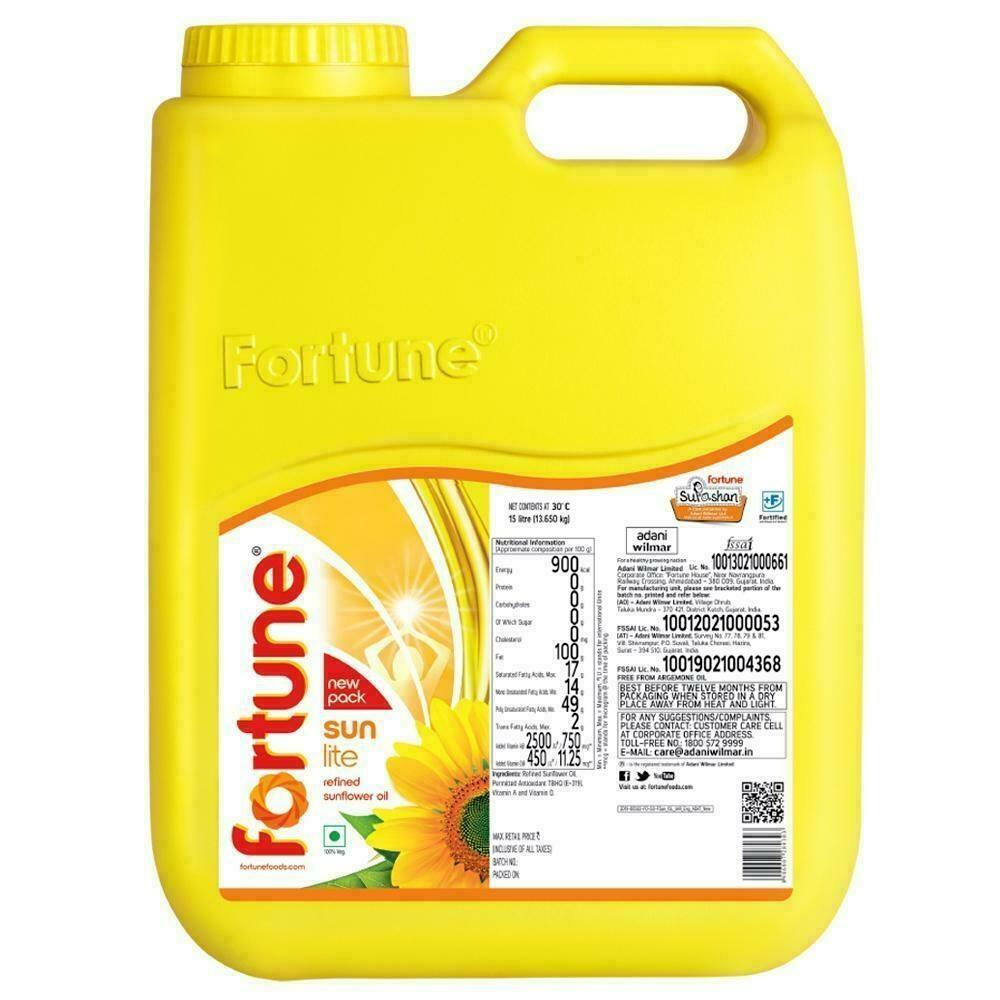 Fortune Sunlite Refined Sunflower Oil – 15 Ltr Jar – UDP Market
